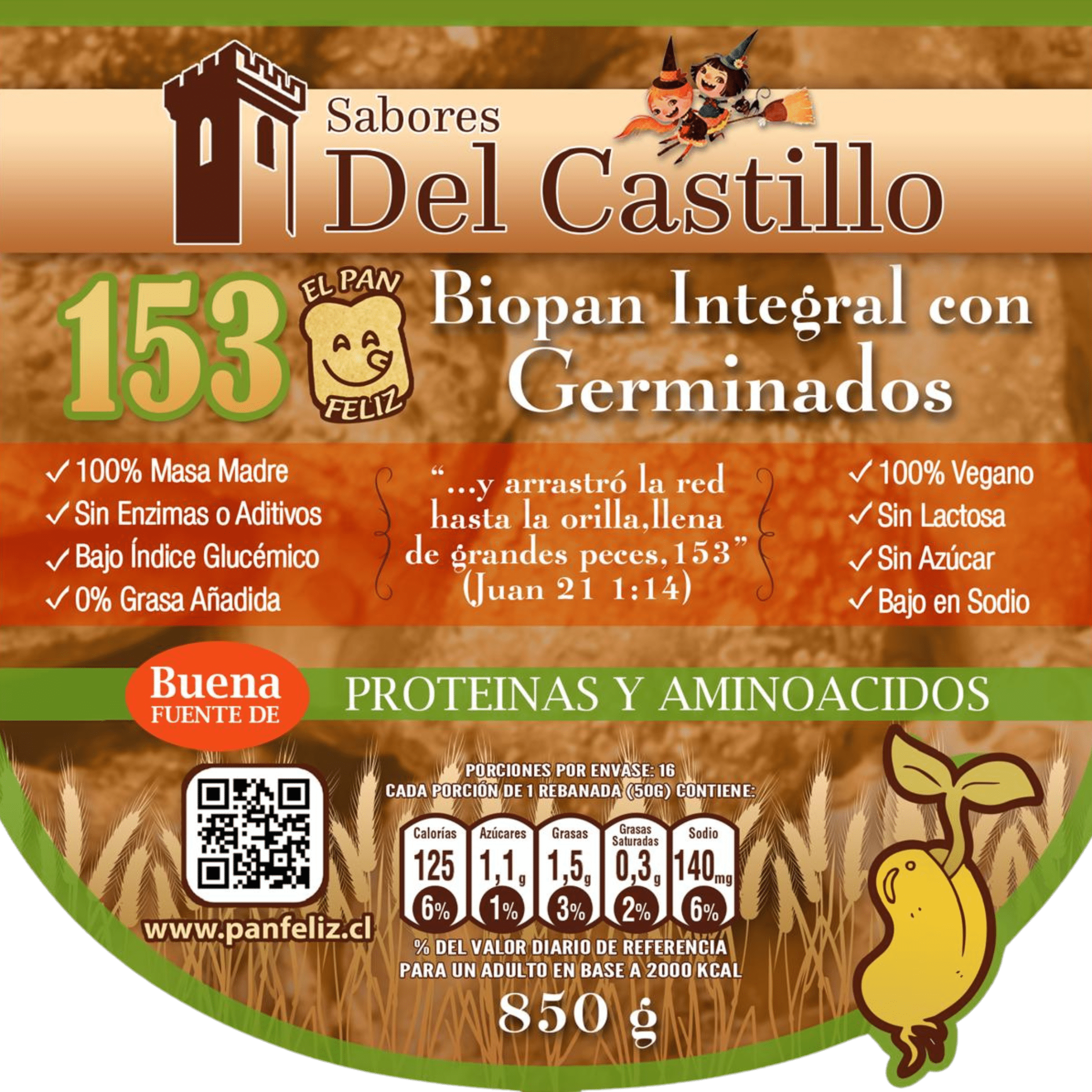 Biopan Integral con 153 Germinados El Castillo 850 gr – Aldea Nativa